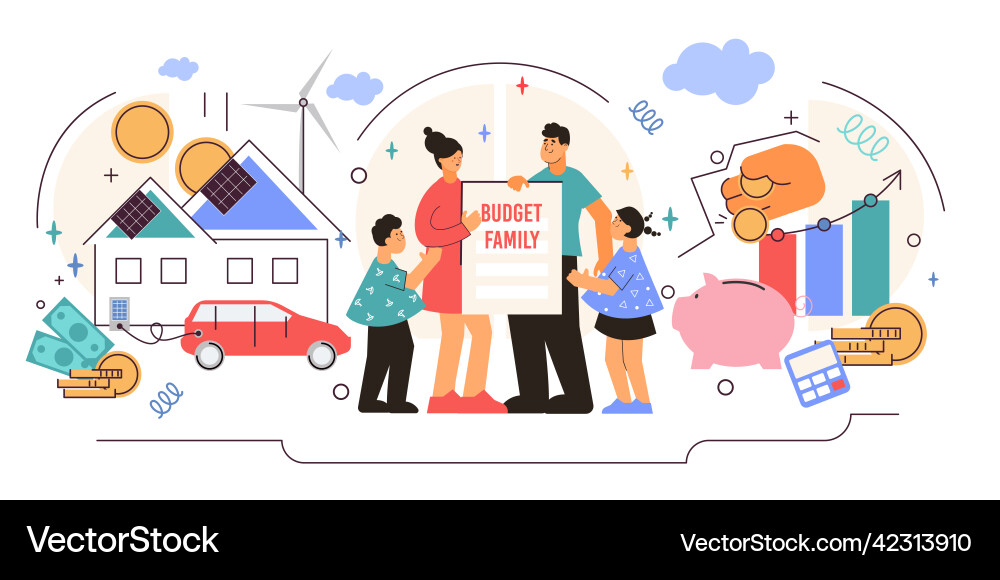 Family with budget composition Royalty Free Vector Image