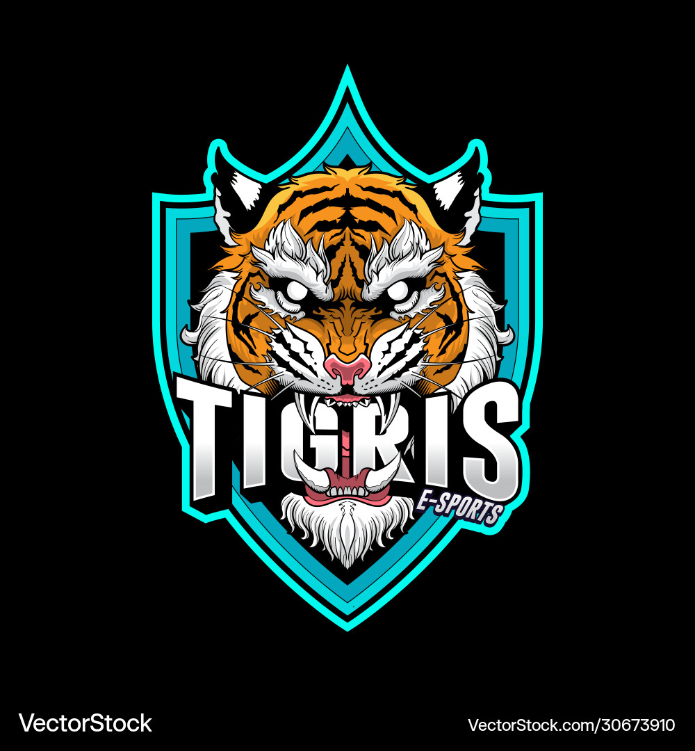 Tiger head for e-sports logo Royalty Free Vector Image