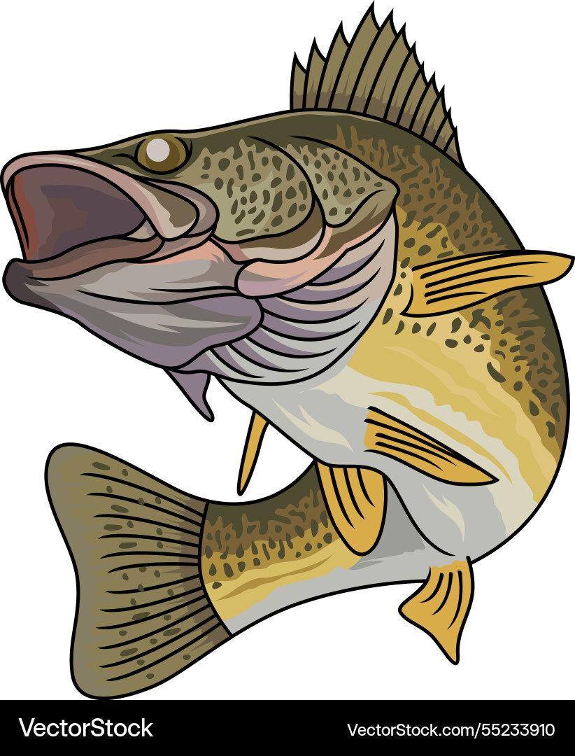 Walleye fishing logo image t s Royalty Free Vector Image