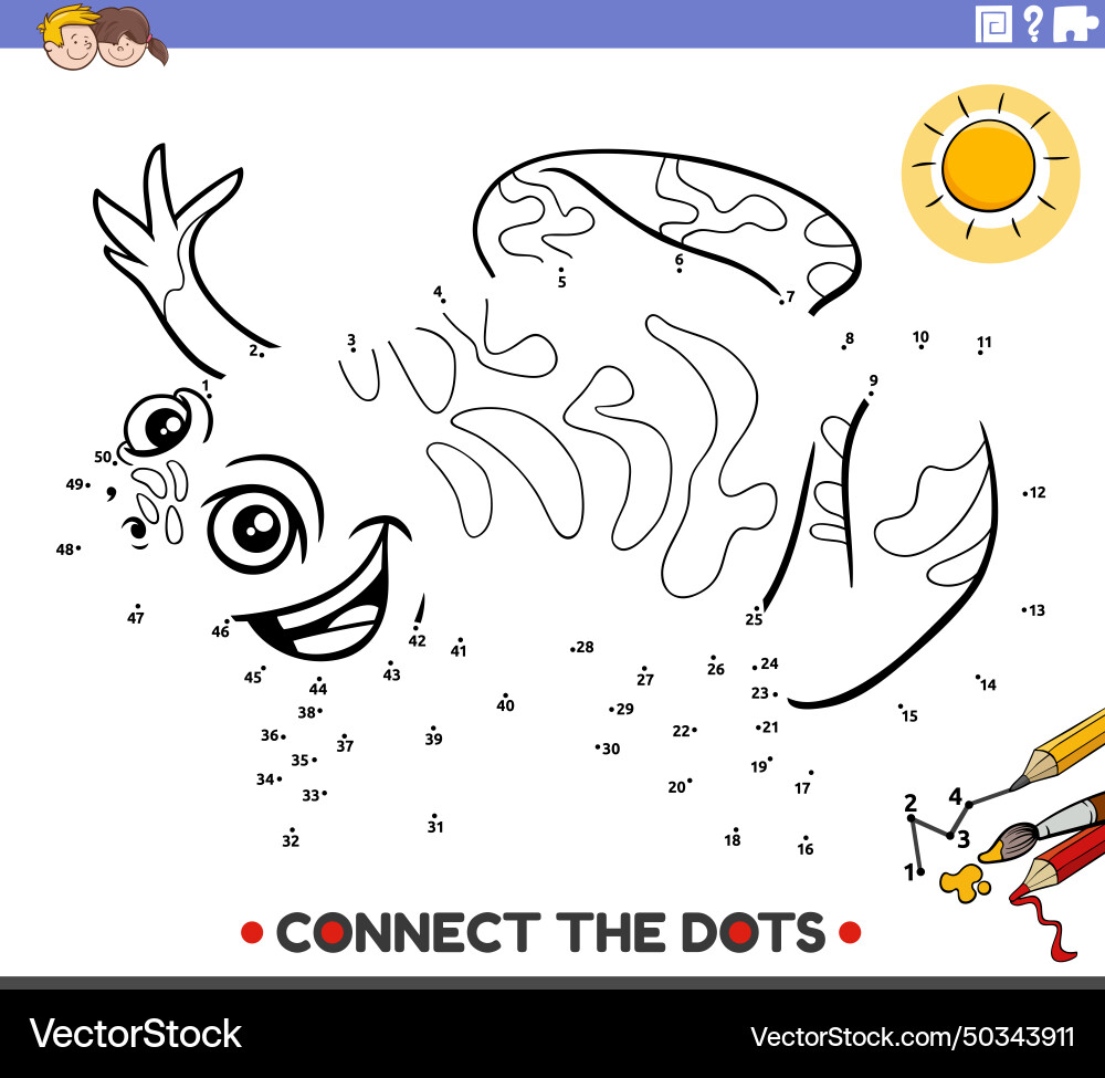 Connect the dots activity with cartoon frog Vector Image