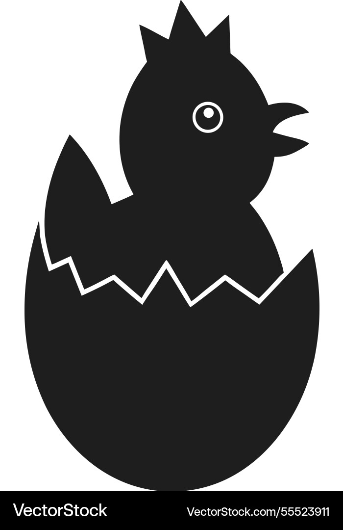Cute easter chick emerging from egg silhouette Vector Image