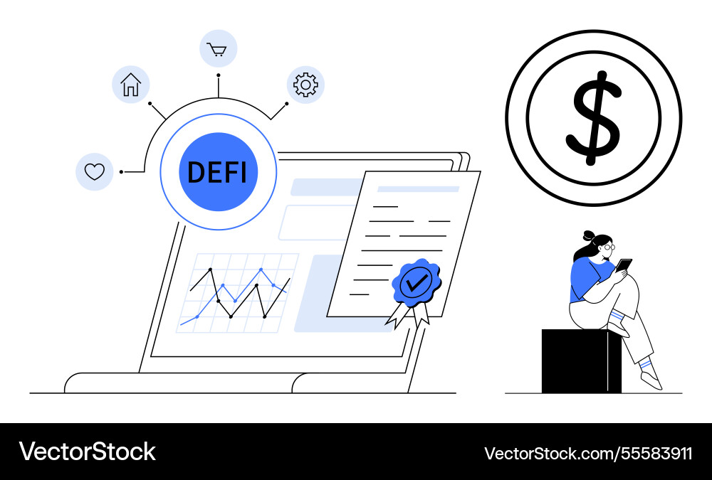 Decentralized finance defi concepts with Vector Image