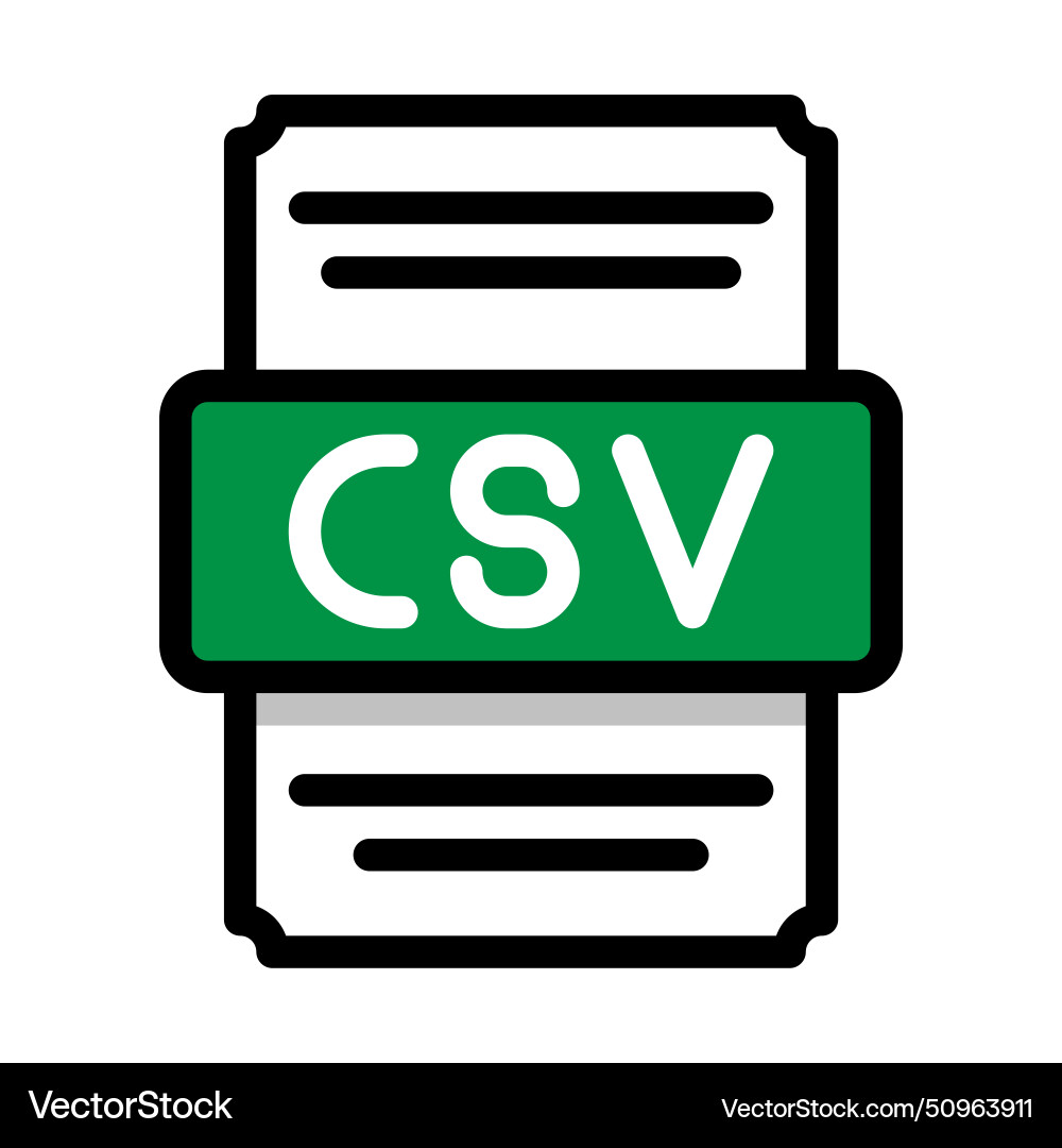 Document file format csv spreadsheet icon Vector Image Document file format csv spreadsheet icon Vector Image