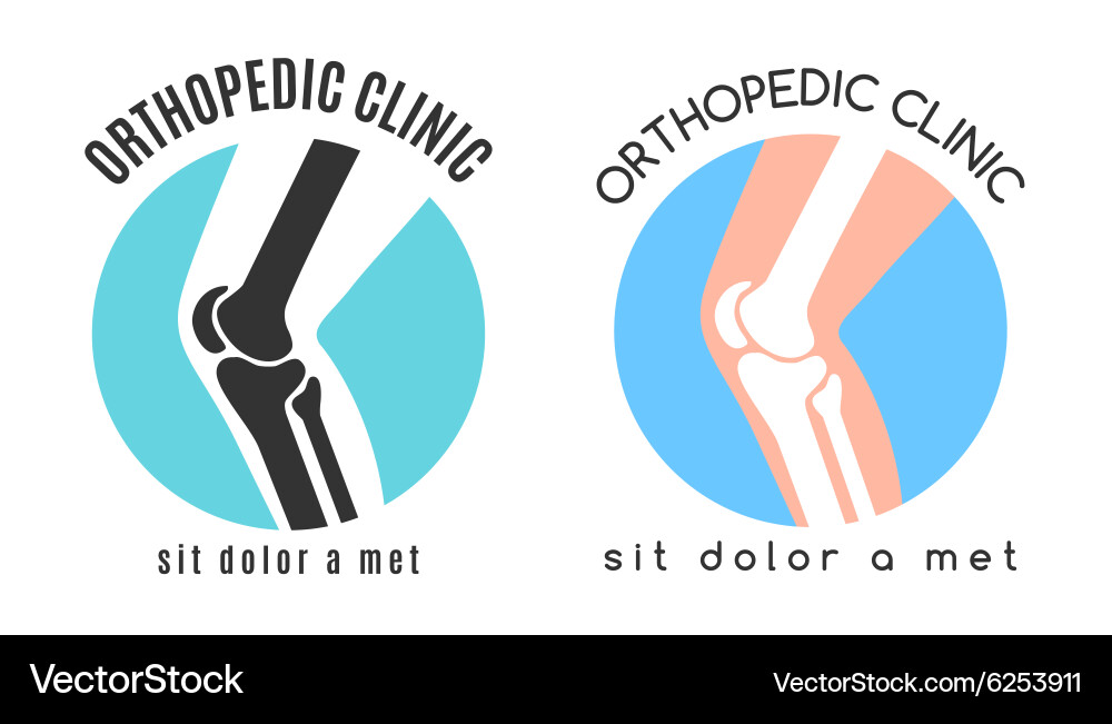 Knee joint bones logo for orthopedic Royalty Free Vector