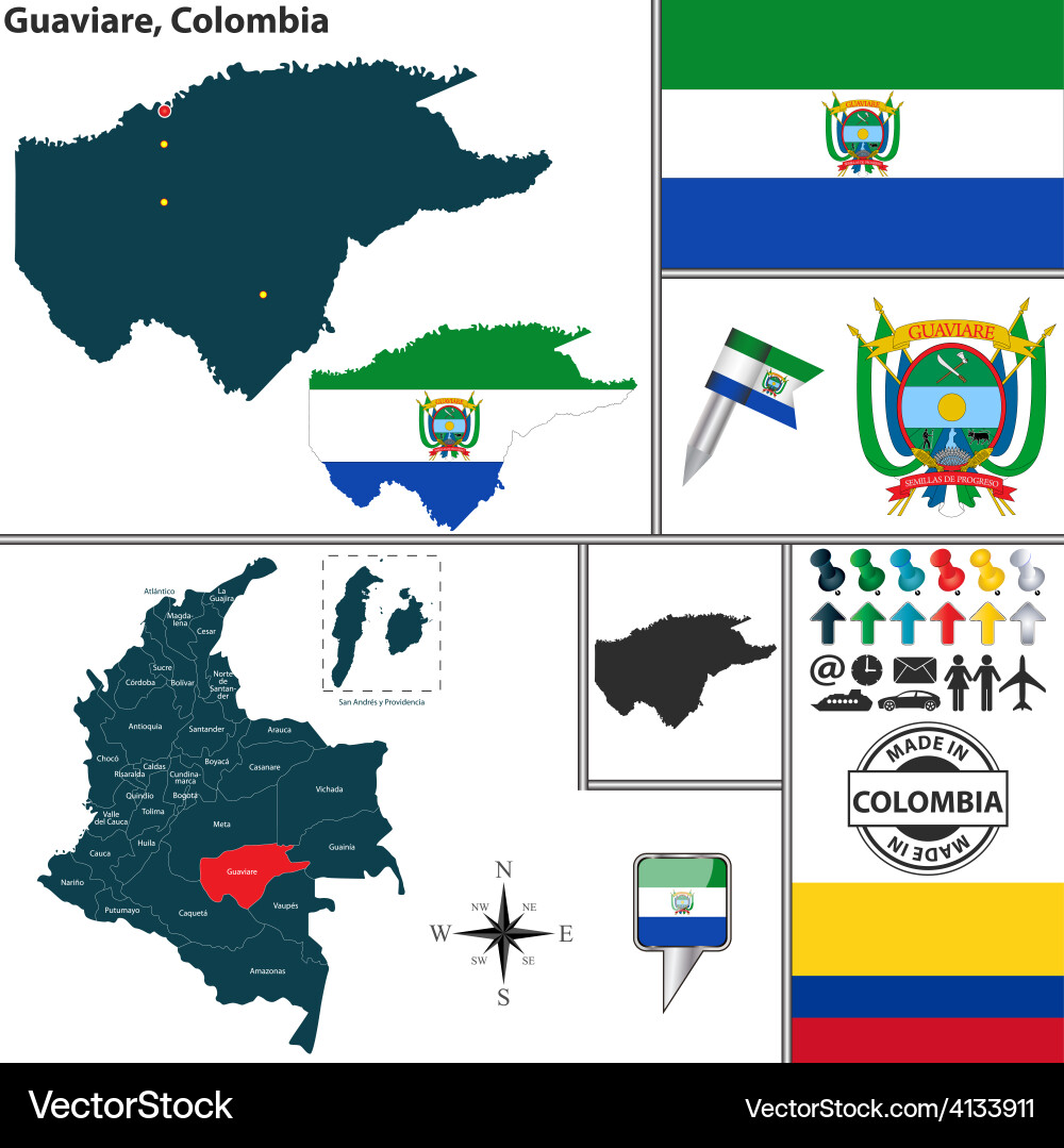 Map of guaviare Royalty Free Vector Image - VectorStock
