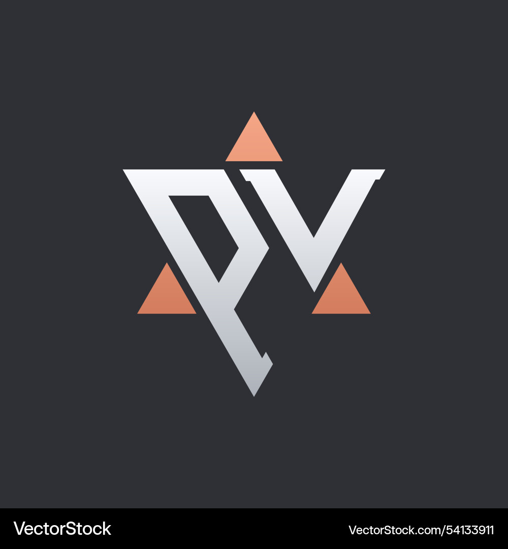 Modern pv letter logo design with geometric Vector Image