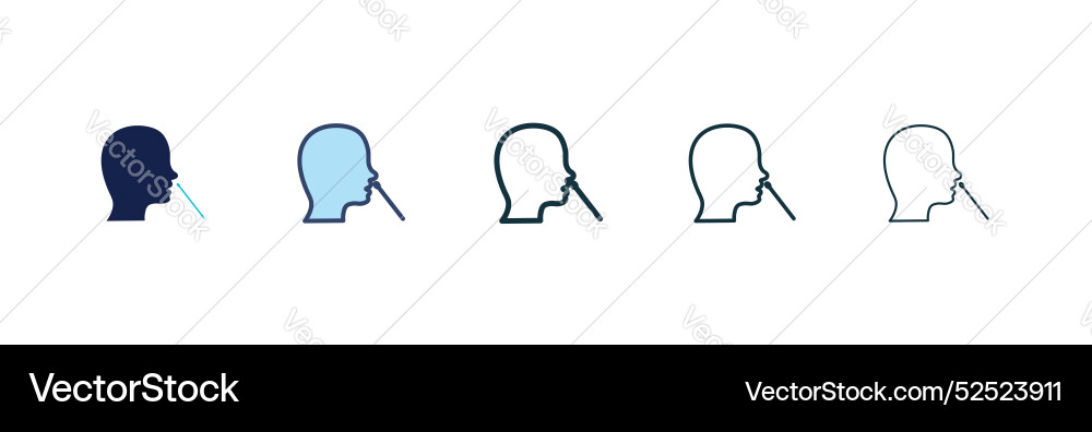 Nasal swab icon set black filled and outlined Vector Image