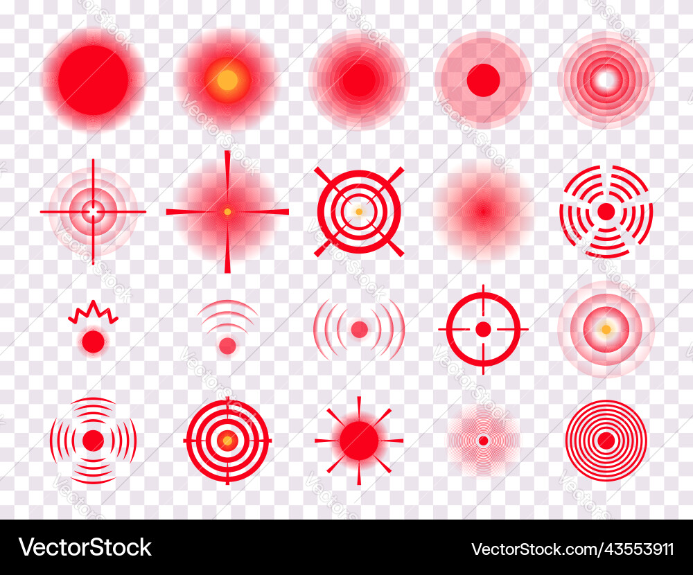 Pain points set red circle marks for medical Vector Image