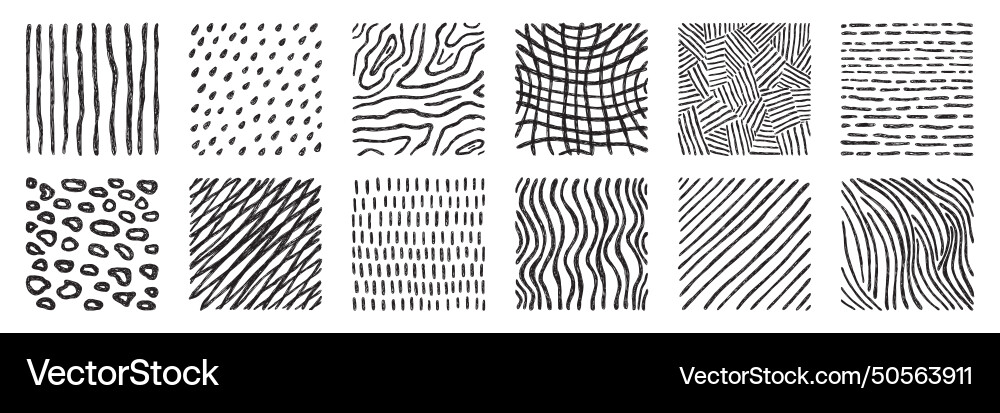 Pencil drawing doodle texture set freehand Vector Image