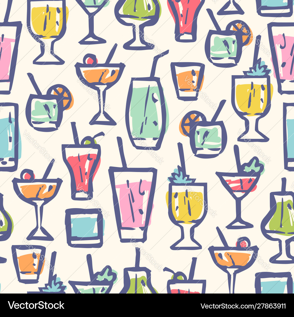 Retro Cocktail Pattern Royalty Free Vector Image