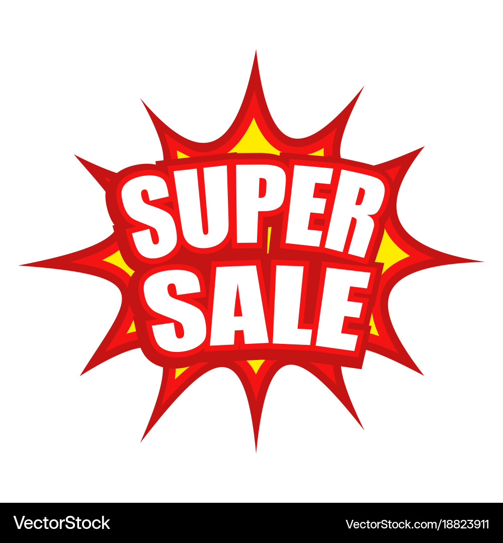 Super sale text with comic splash icon Royalty Free Vector