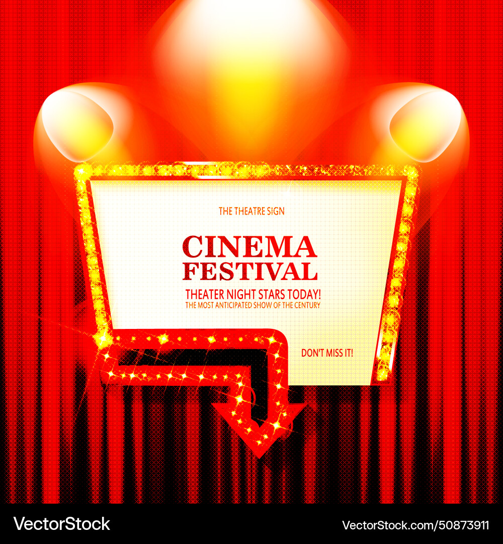 Theater frame illuminated by spotlight retro Vector Image