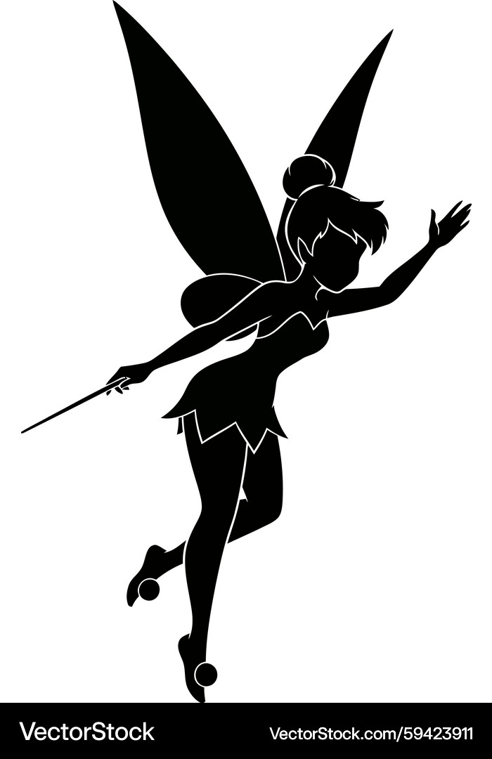 Tinkerbell Silhouette - Magical Fairy Royalty Free Vector