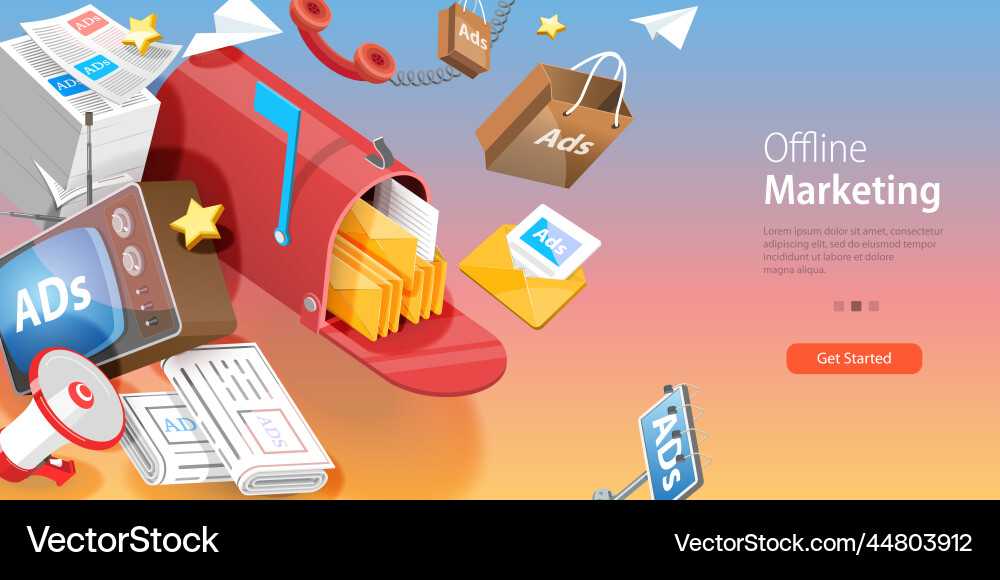 3d conceptual of offline Royalty Free Vector Image