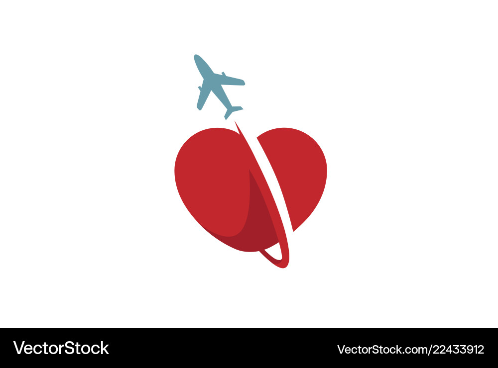 Creative heart aircraft symbol logo Royalty Free Vector