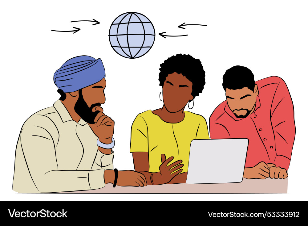 Diverse business team members in work flow Vector Image