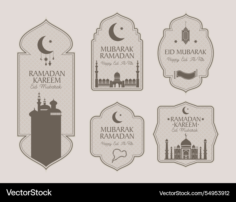 Ramadan kareem greeting labels Royalty Free Vector Image