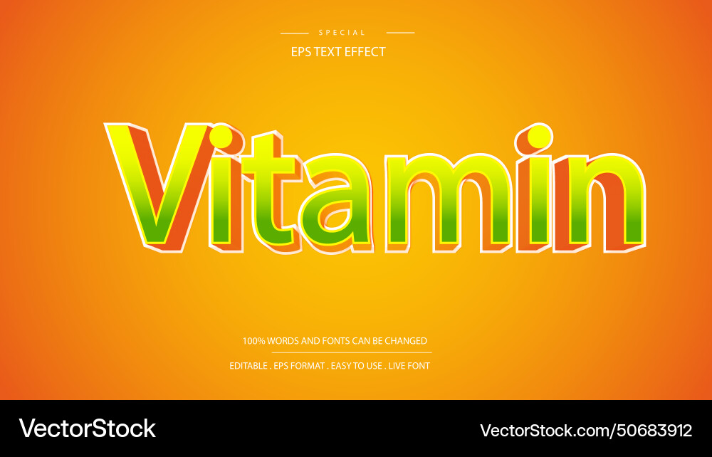 Vitamin text effect Royalty Free Vector Image - VectorStock
