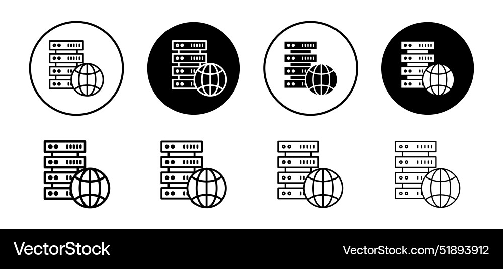 Web Server Icon Set Collection Web Server Outline Vector Image