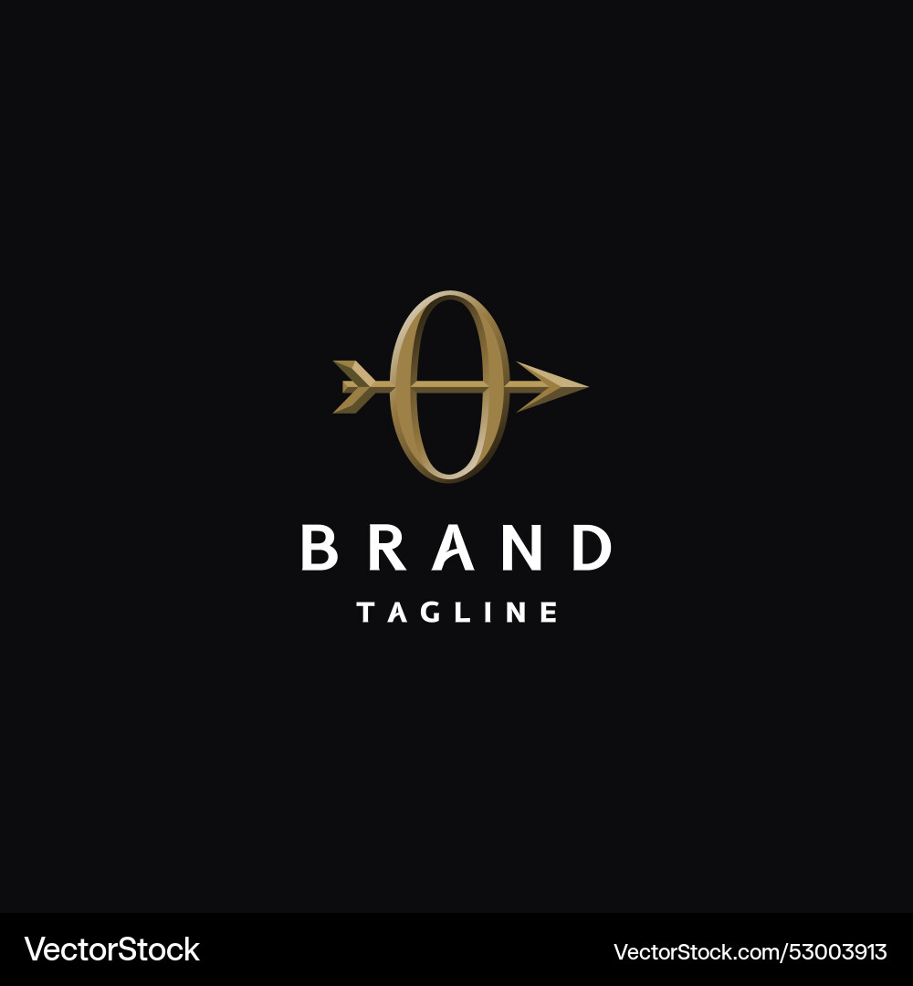 Arrow through zero symbol logo design Royalty Free Vector