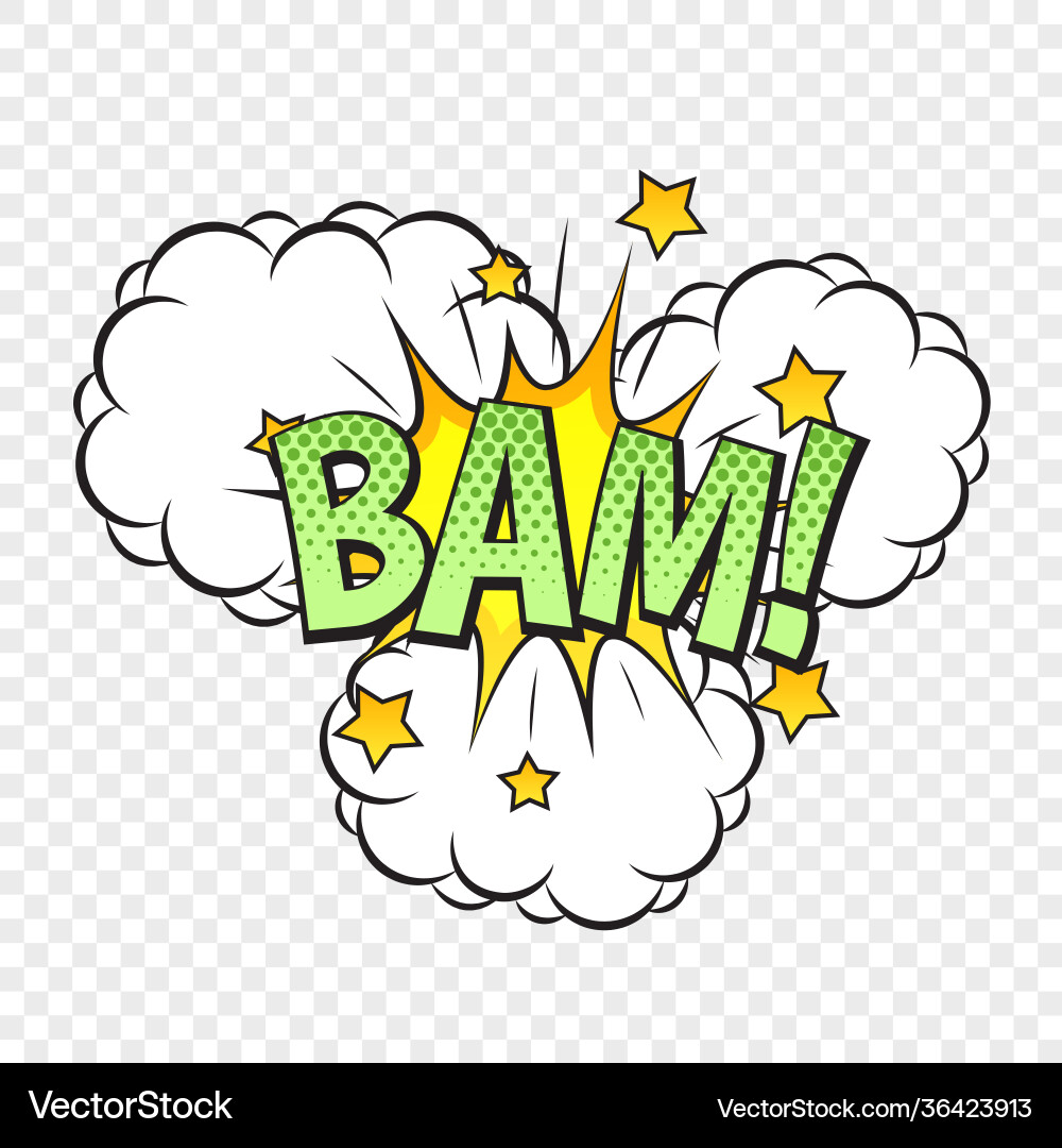 Bam comic style word on transparent background Vector Image