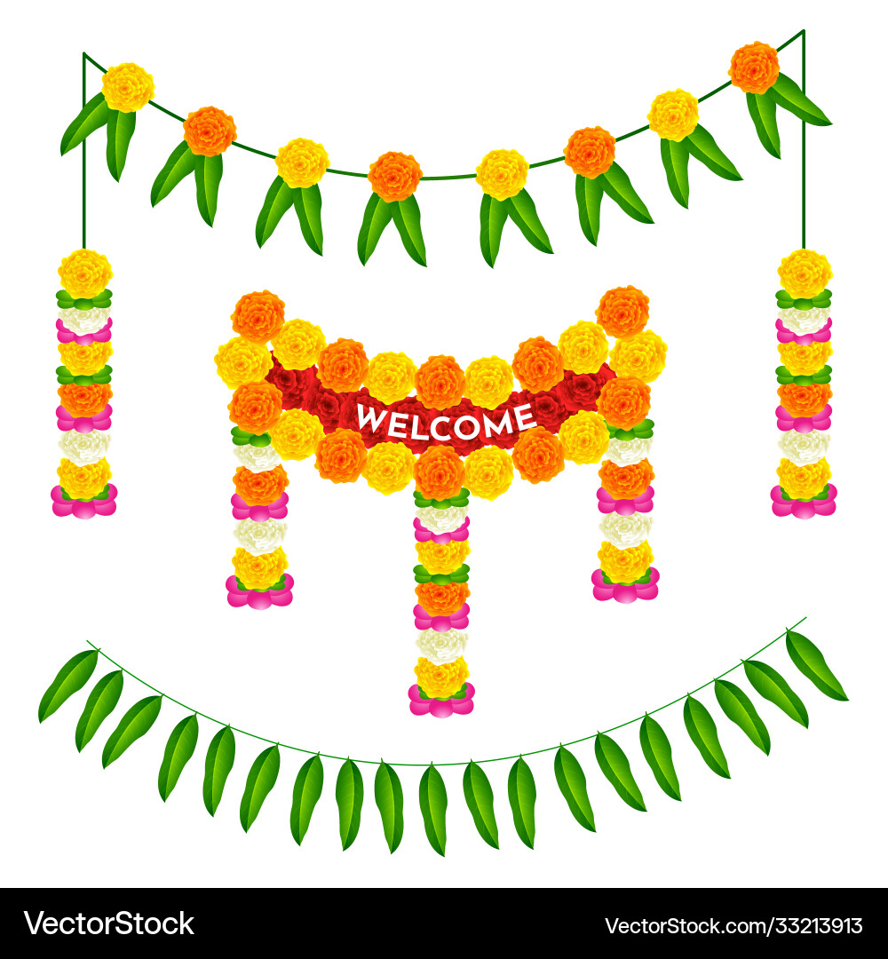 Beautiful toran hanging flower arrangement Vector Image