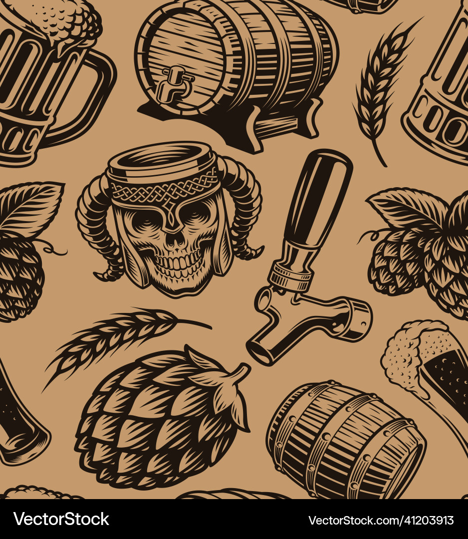 Beer seamless pattern Royalty Free Vector Image