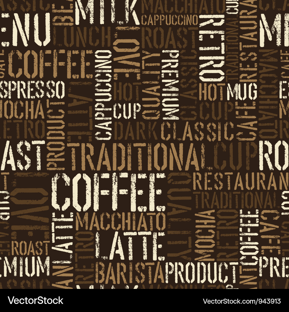 Coffee Words Pattern Royalty Free Vector Image