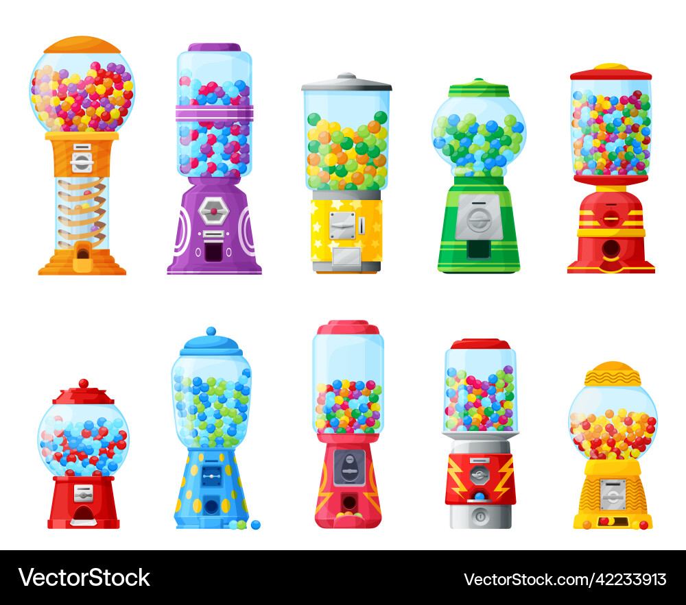 Colorful Gumball Machine with Candy Royalty Free Vector