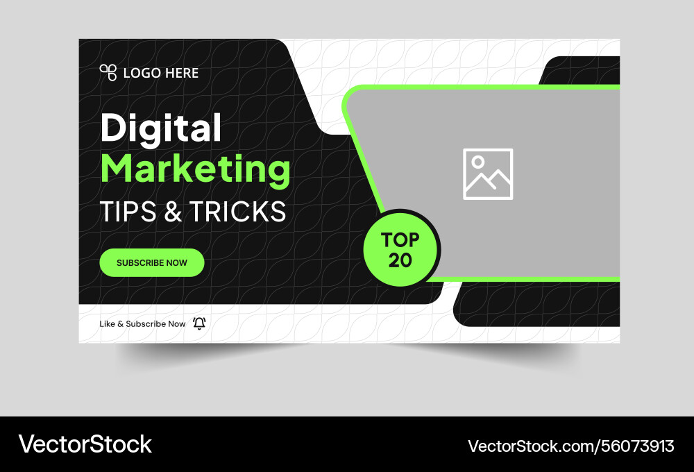 Customizable video thumbnail banner design digi Vector Image