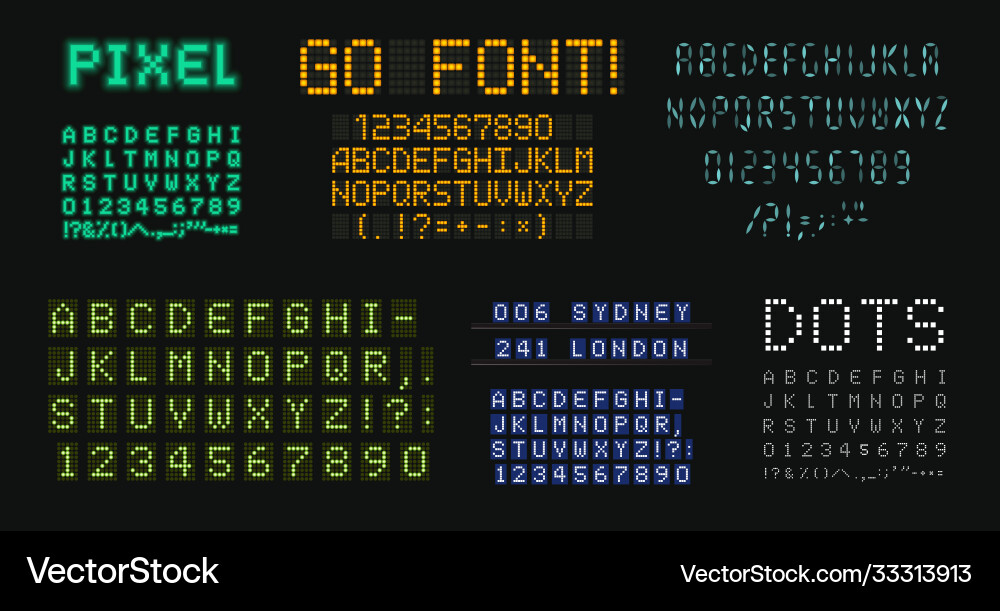Digital Scoreboard Font Set Royalty Free Vector Image