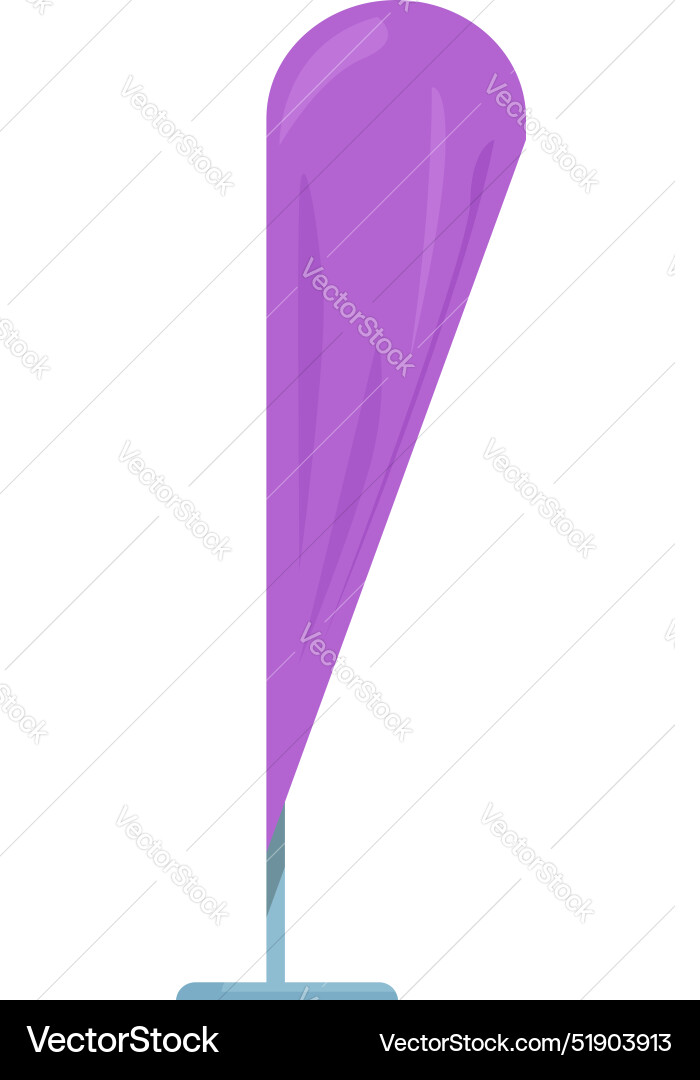 Purple advertising beach flag standing on metal Vector Image