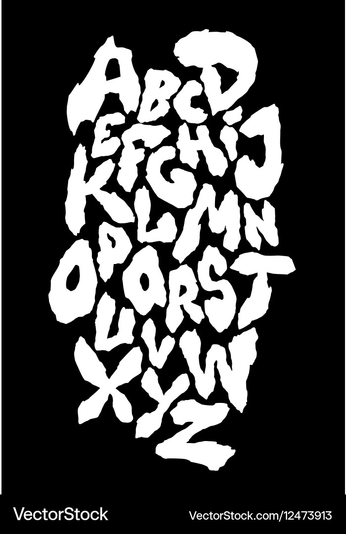 Ragged horror font alphabet Royalty Free Vector Image