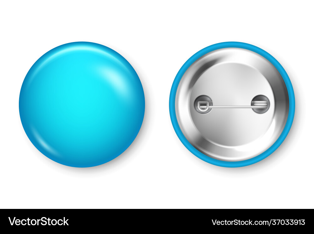 Realistic blue blank badge isolated on white Vector Image