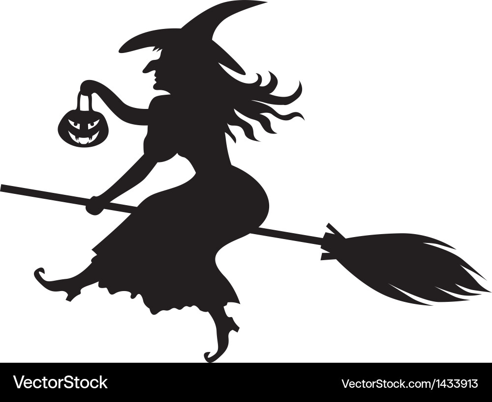 Witch on a broom Royalty Free Vector Image - VectorStock