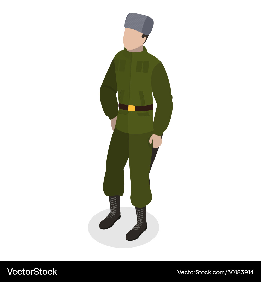 3d isometric flat set of military people Vector Image