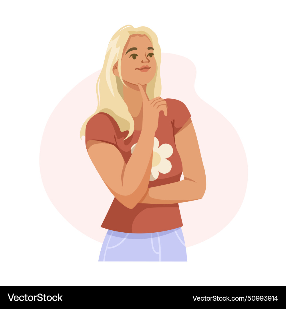 A blonde woman in thoughtful Royalty Free Vector Image