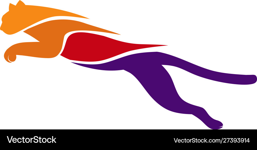 Colorful tiger jump and run logo Royalty Free Vector Image
