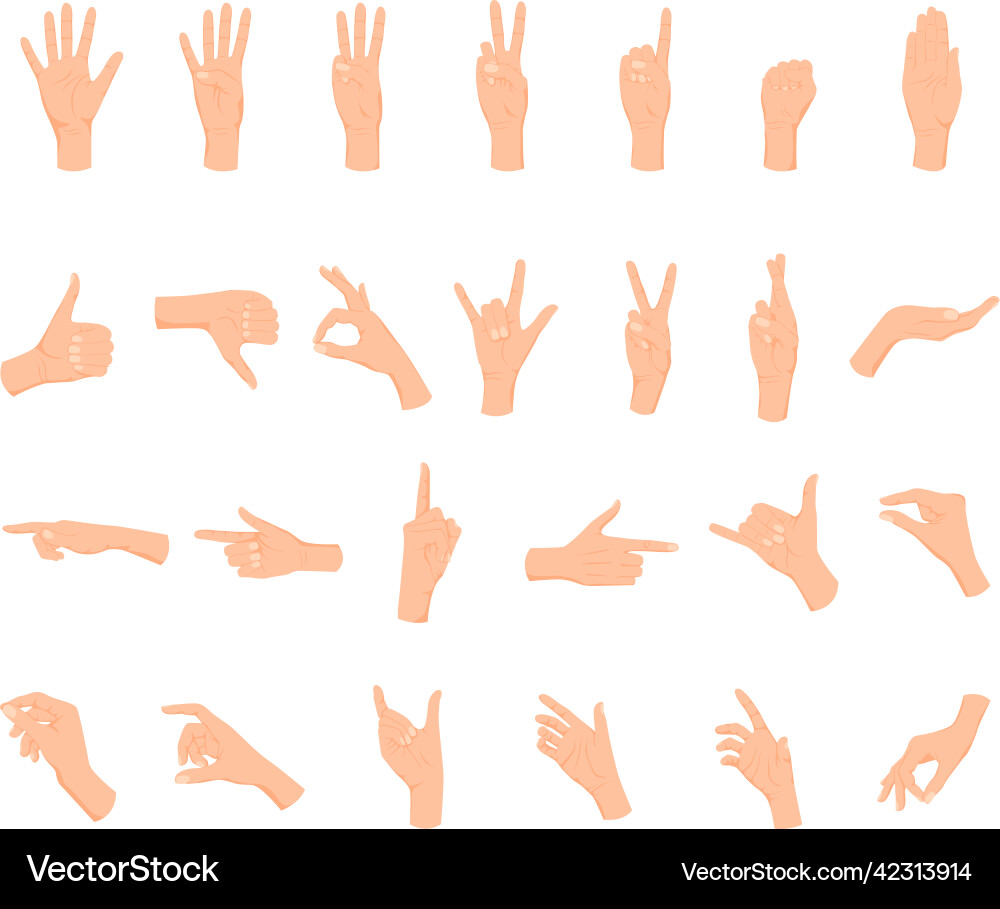 Hand gesture human set Royalty Free Vector Image