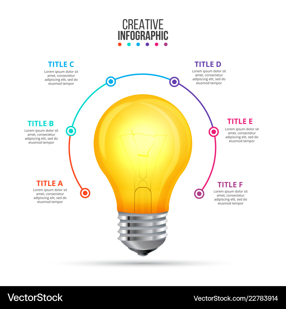 Lightbulb infographic design template Royalty Free Vector