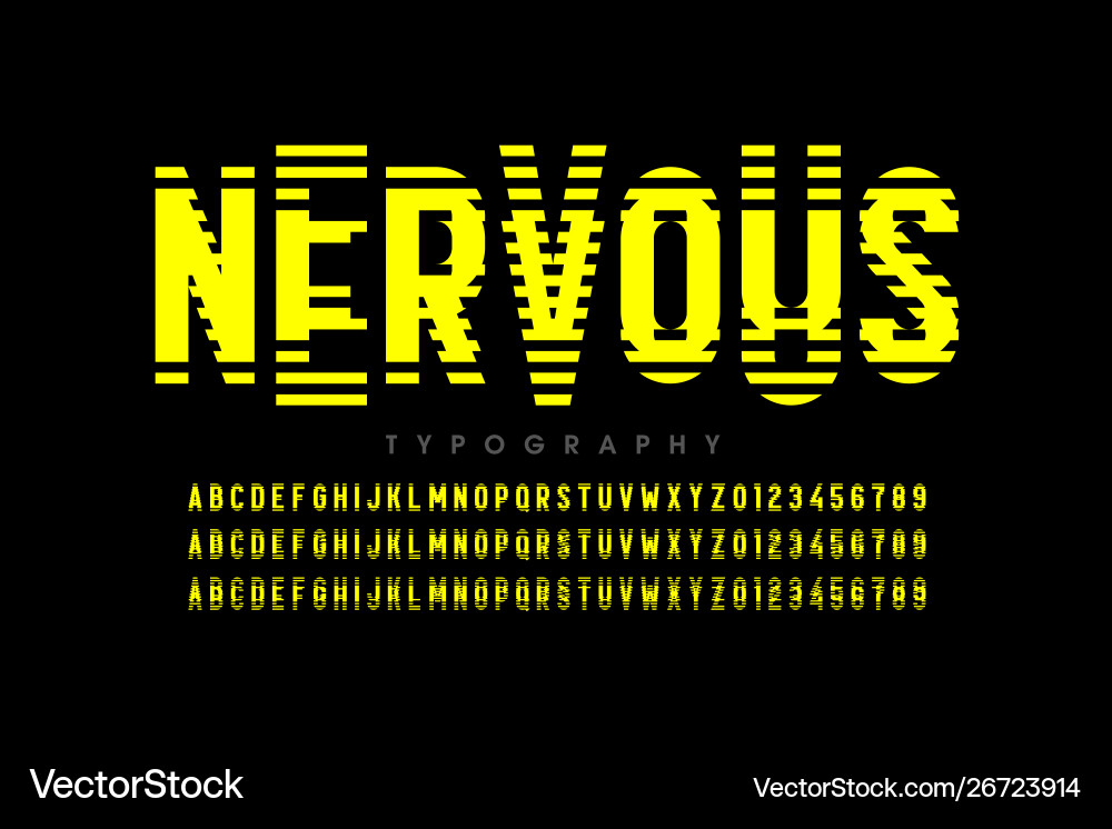 Nervous irritable style font design alphabet Vector Image