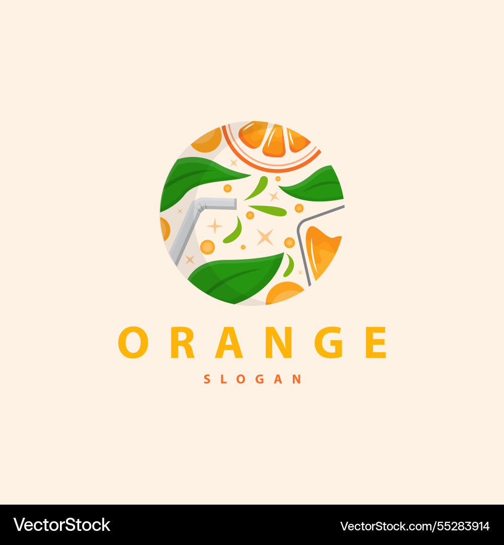 Orange slice fruit logo fresh juice design Vector Image