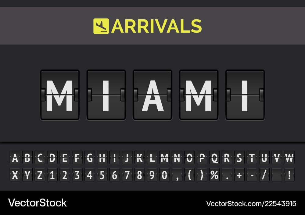 Airport flip board showing flight arrival Vector Image