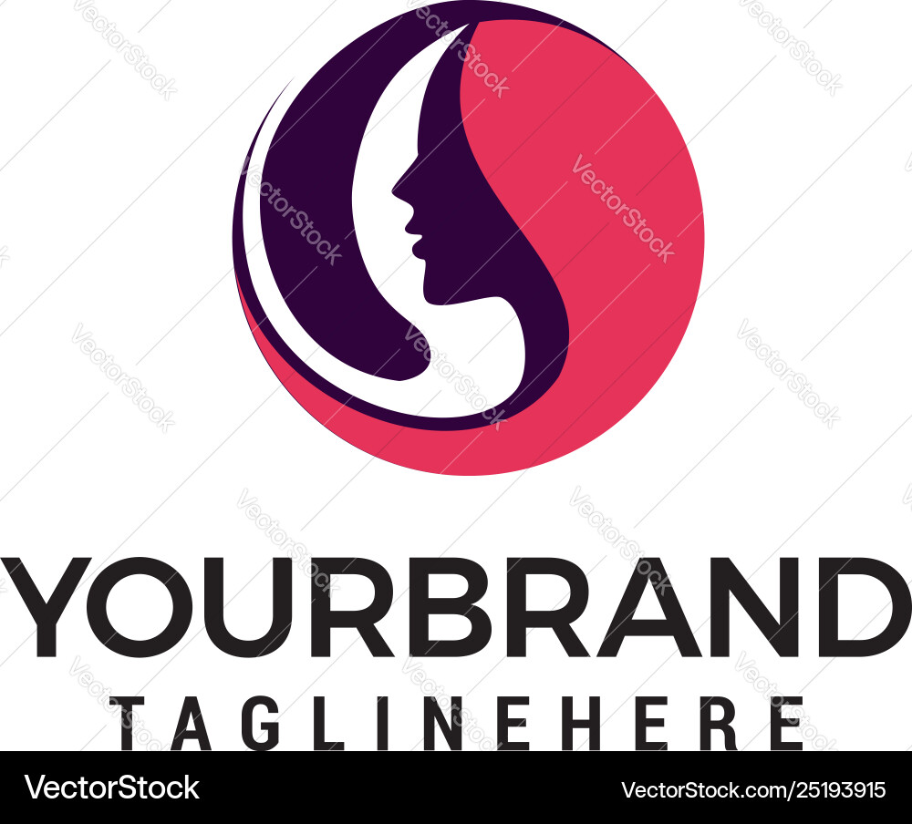 Beautiful face logo design concept template Vector Image