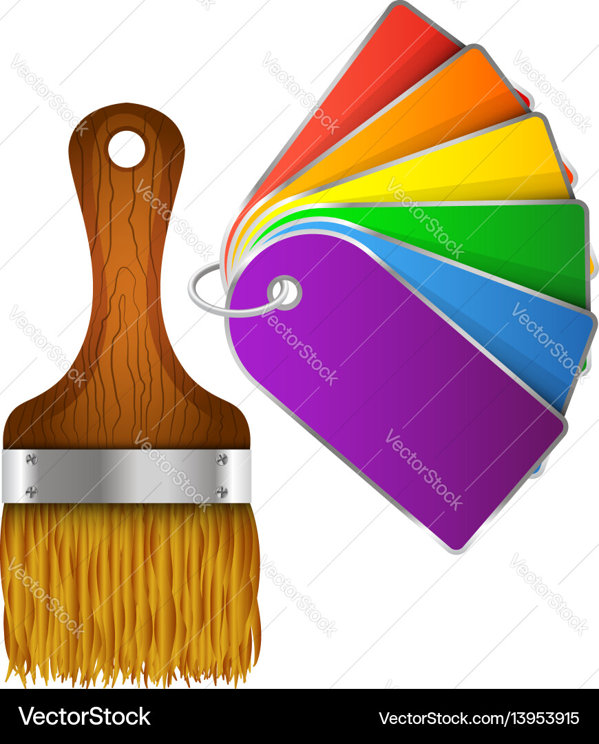 Brush with paint samples Royalty Free Vector Image