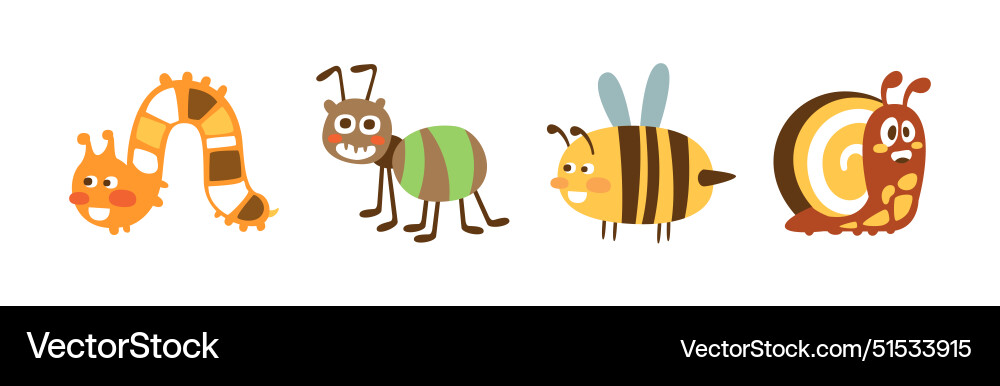 Funny insect character with cute smiling face Vector Image