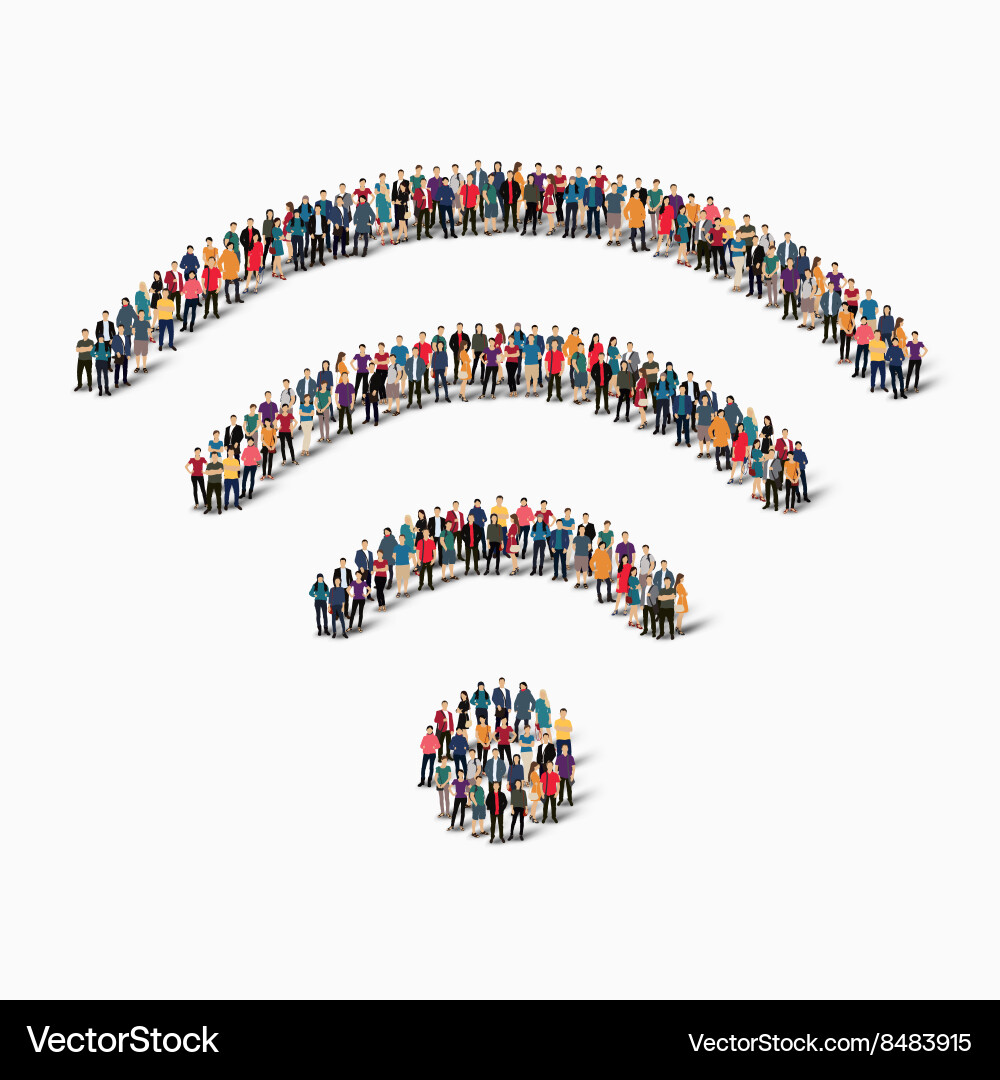 Group people shape wi fi Royalty Free Vector Image