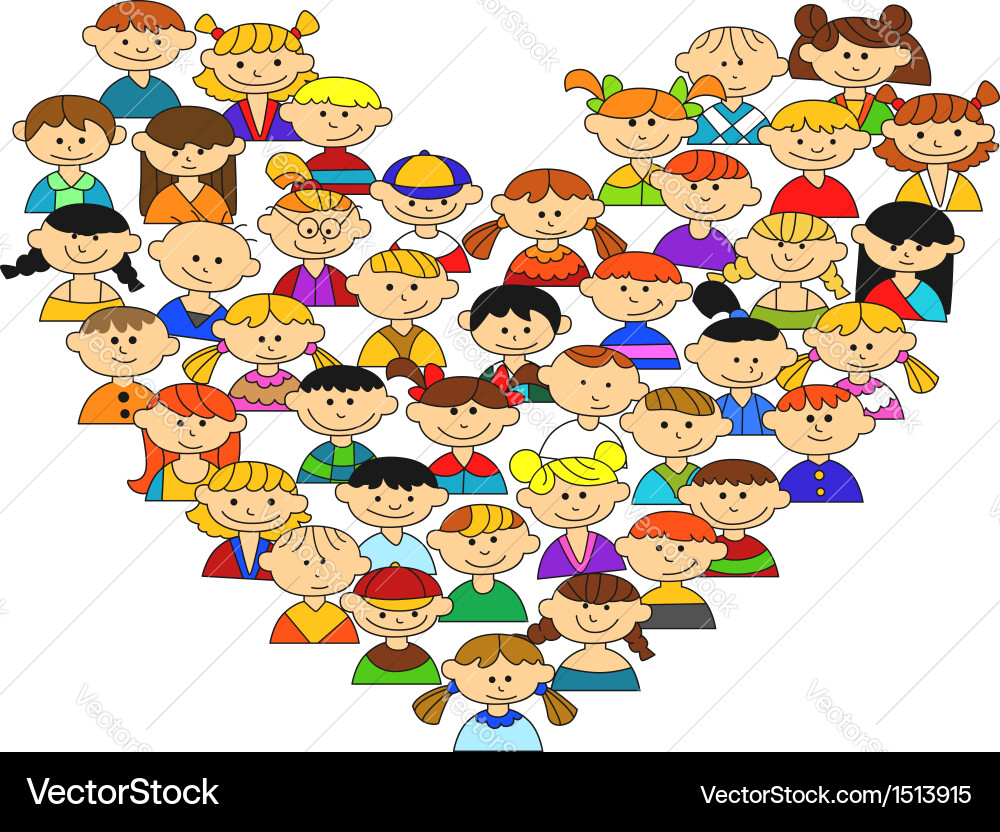Love heart with children Royalty Free Vector Image