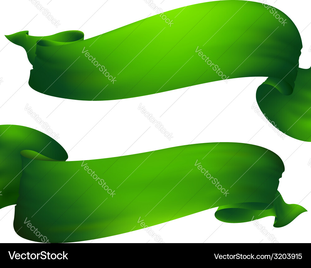 Waving green ribbon banner drawing Royalty Free Vector Image