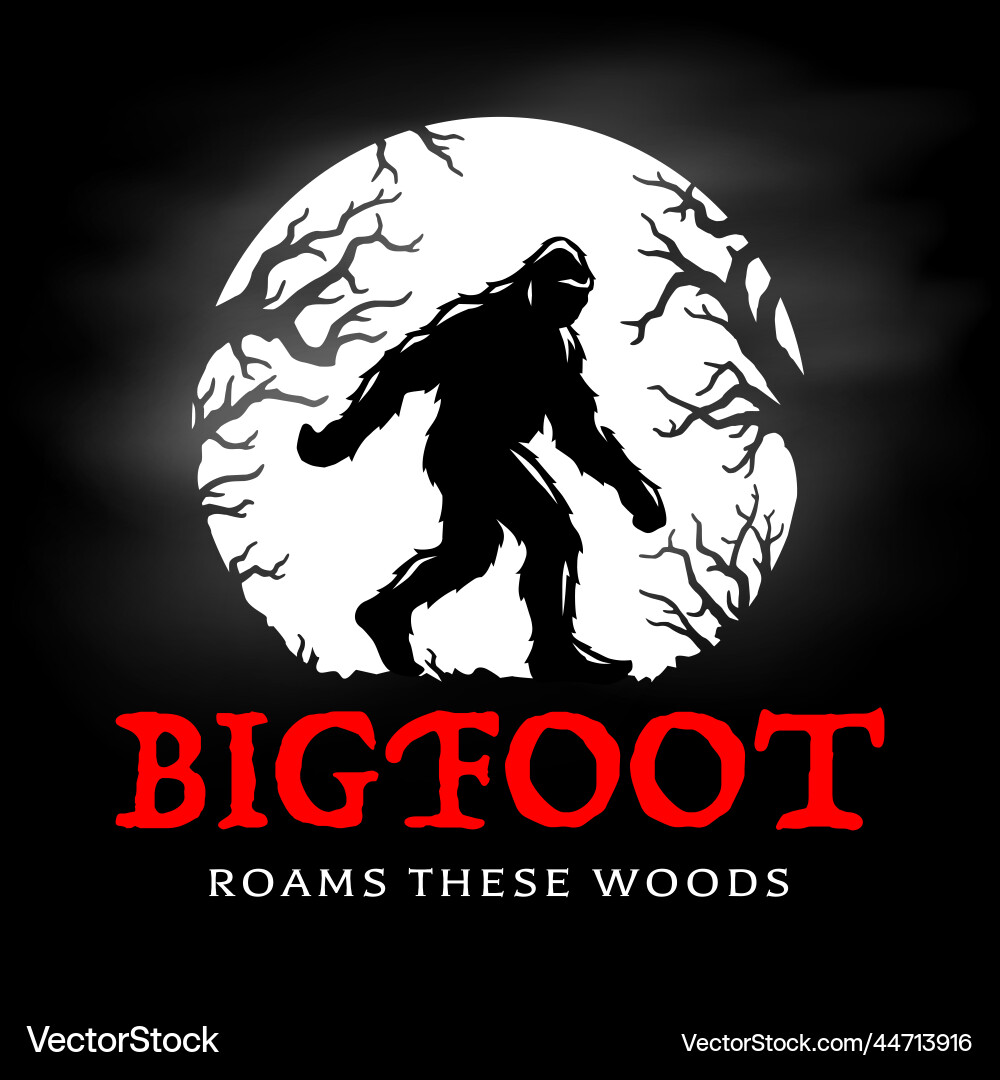 Bigfoot roams these woods graphic Royalty Free Vector Image